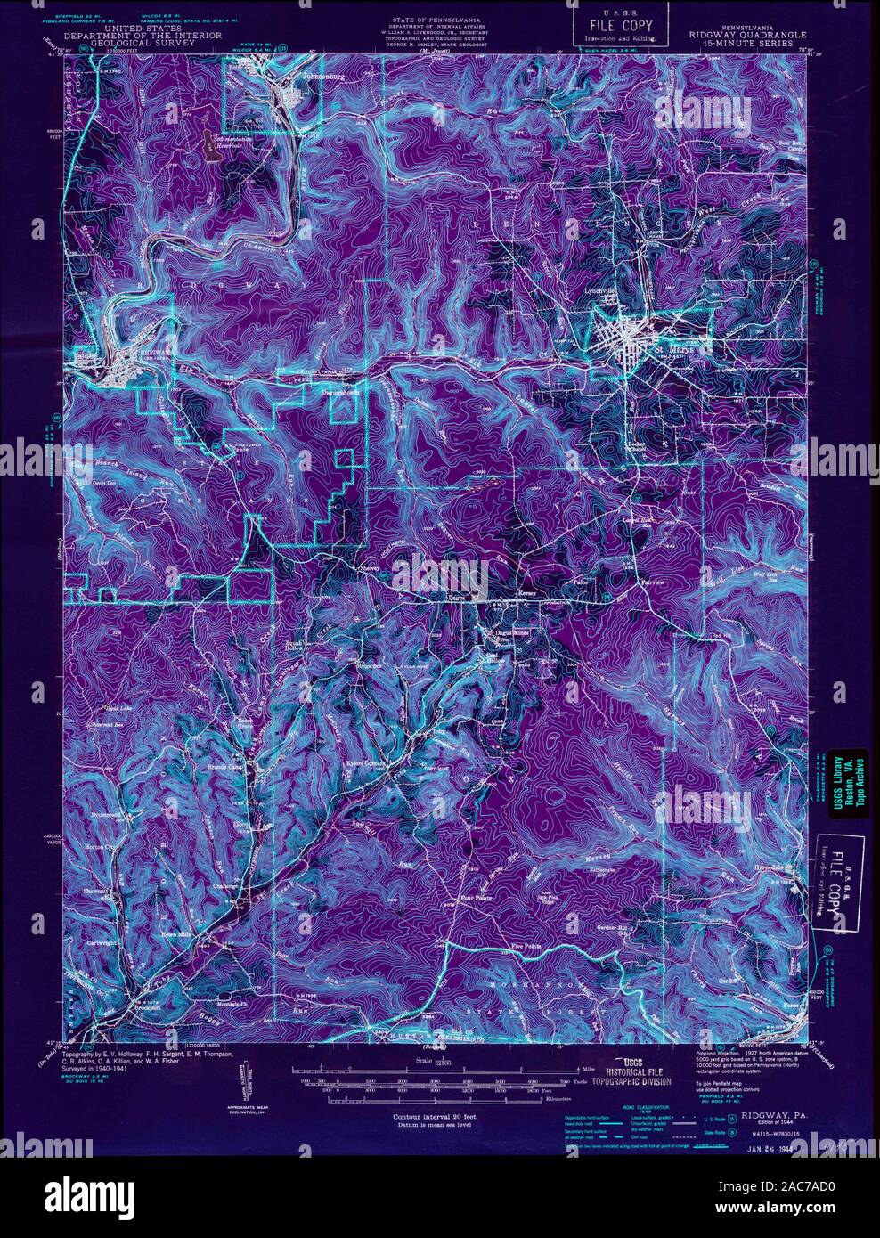 Map of ridgway pennsylvania hi-res stock photography and images - Alamy