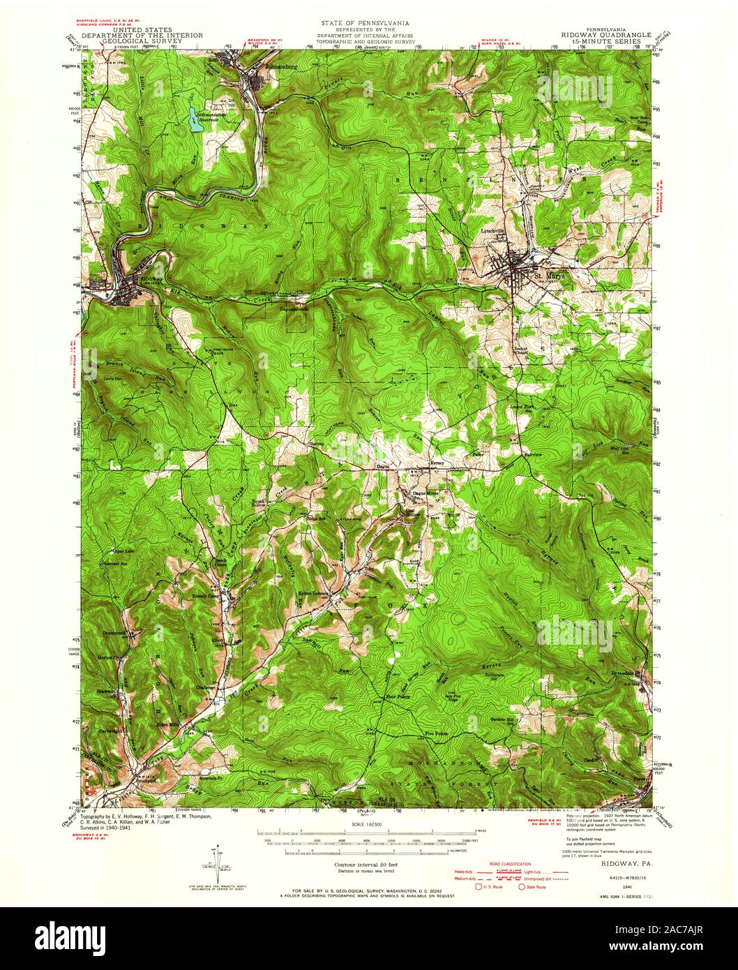 Map of ridgway pennsylvania hi-res stock photography and images - Alamy