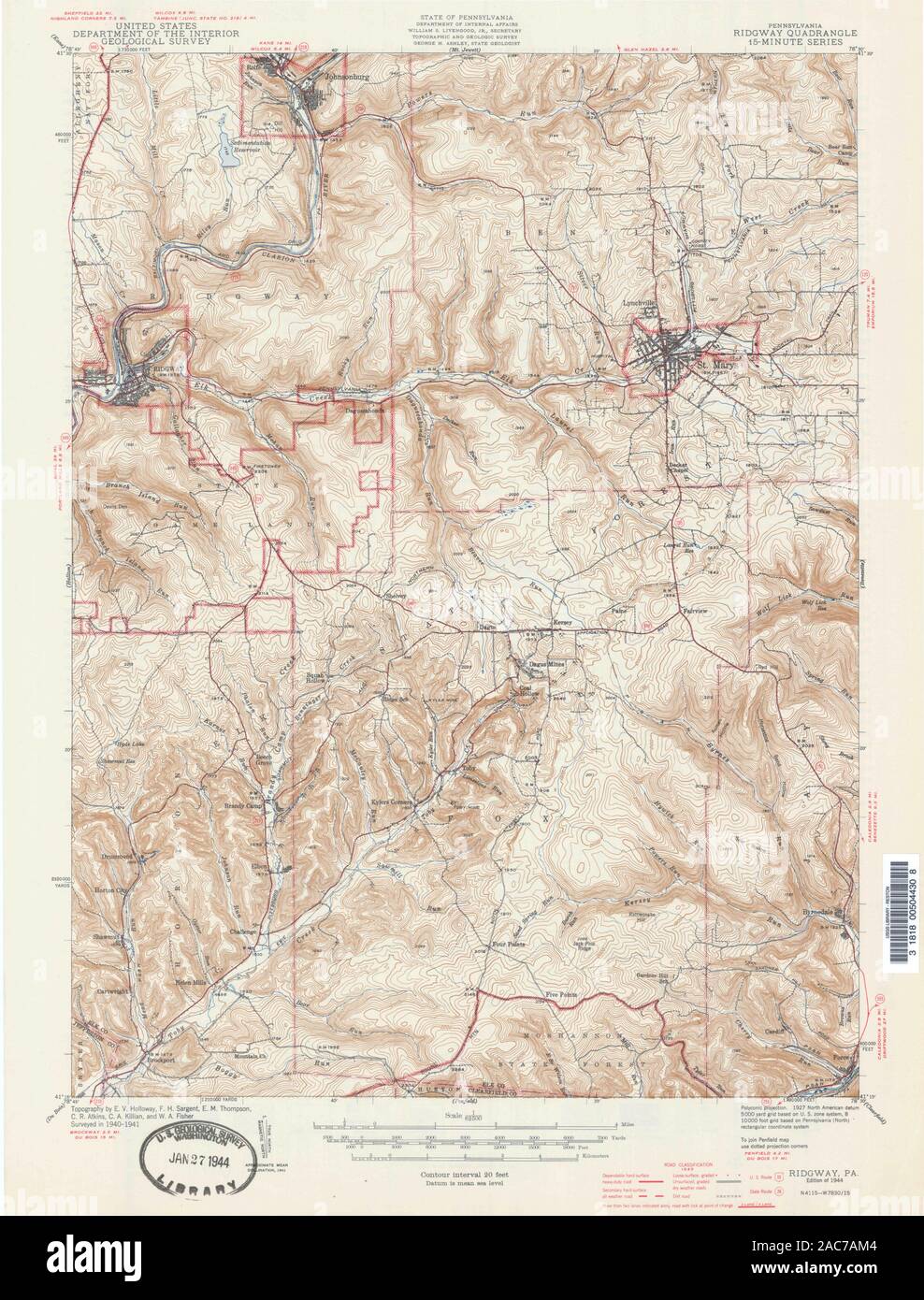 Map of ridgway pennsylvania hi-res stock photography and images - Alamy
