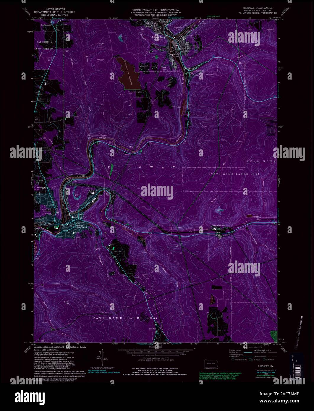 Map of ridgway pennsylvania hi-res stock photography and images - Alamy
