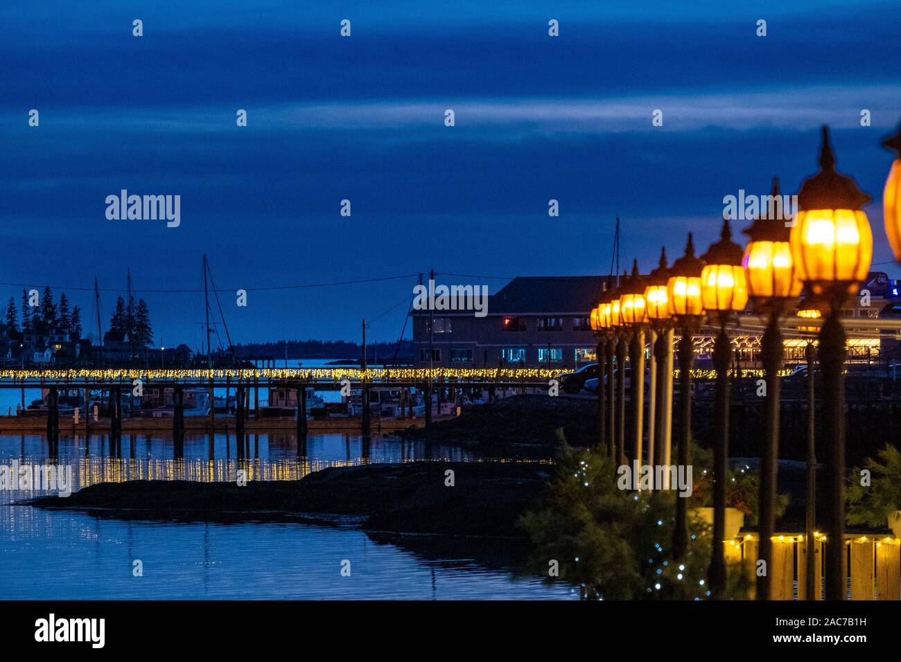Thousands of holiday fairy lights decorate the historic footbridge ...