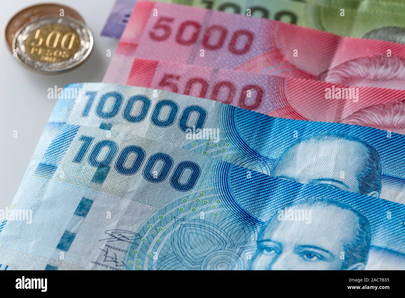 Chilean Banknotes Chile Money Stock Photos & Chilean Banknotes Chile ...