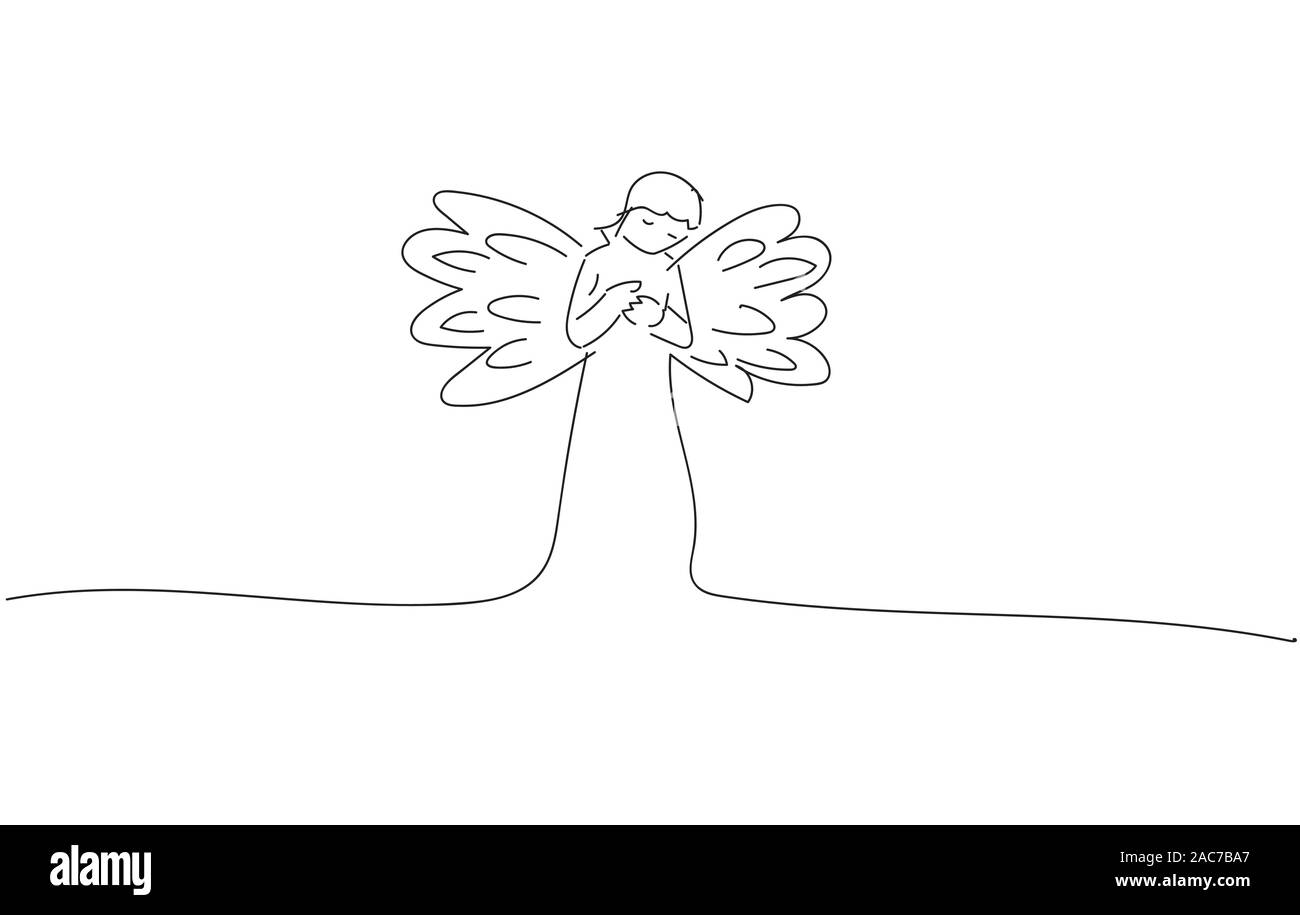 Drawing sketch of a Monochrome angel vector illustration Stock Vector ...