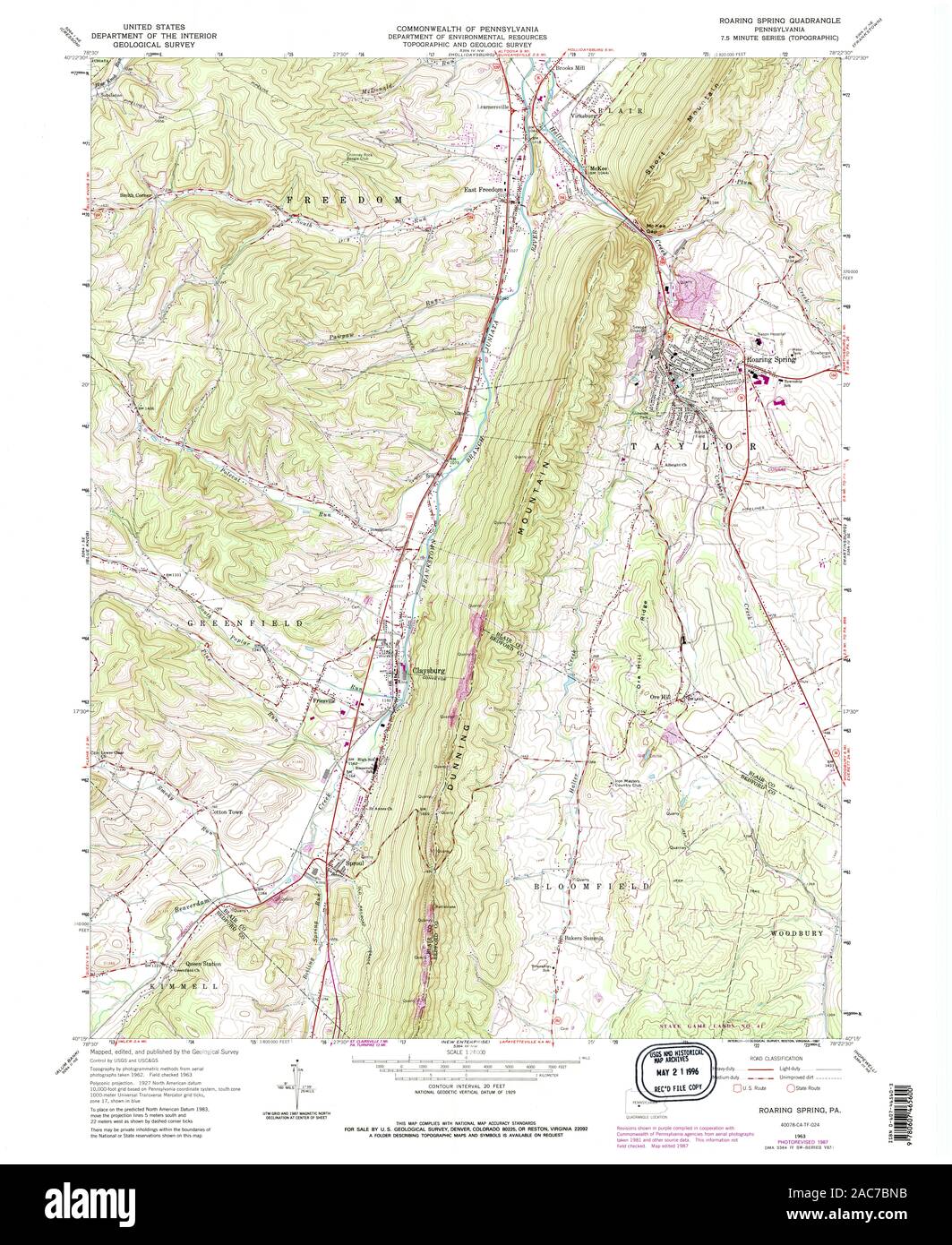 USGS TOPO Map Pennsylvania PA Roaring Spring 223864 1963 24000 ...