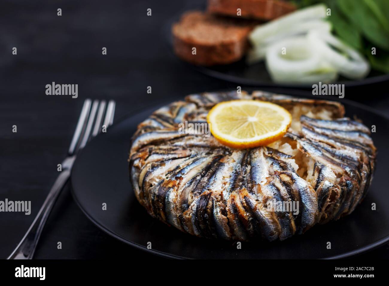 Pilaf with hamsi fish. Traditional Turkish food - Kapama Pilav Stock ...