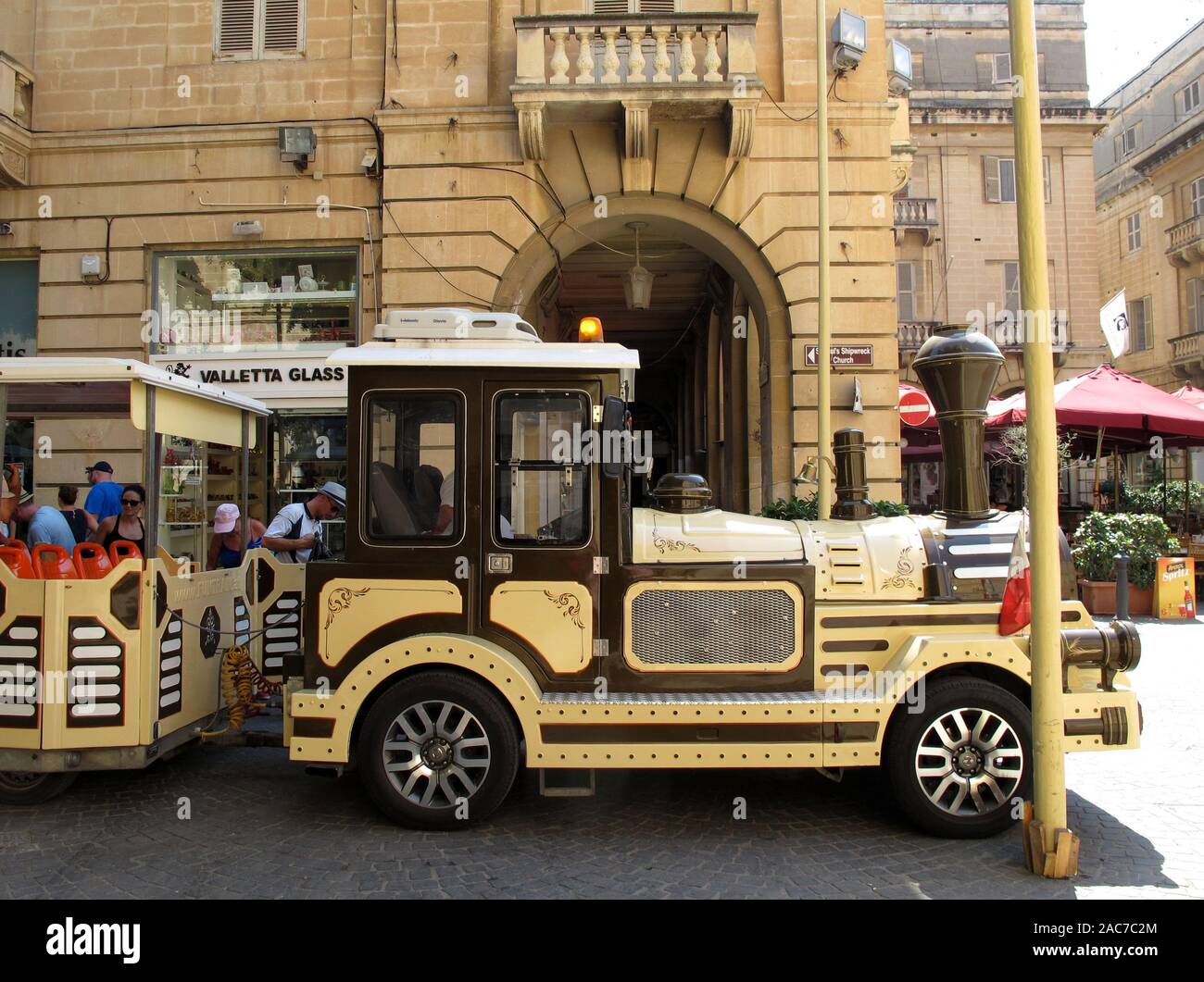 Malta Fun Train in Valletta, Republic of Malta, Mediterranean sea ...