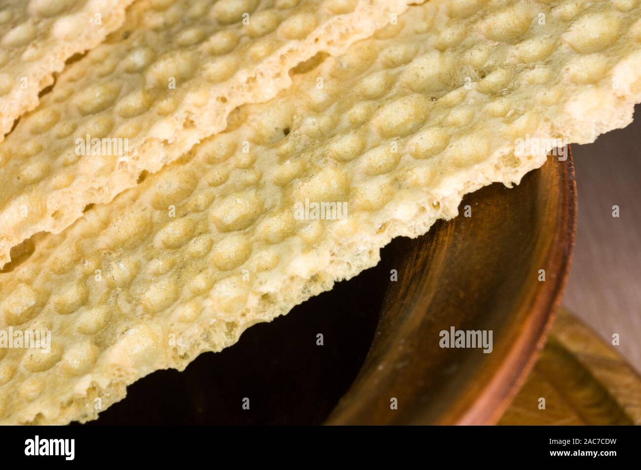 diabetic diet crunches - crispy waffle bread from wheat, texture close ...