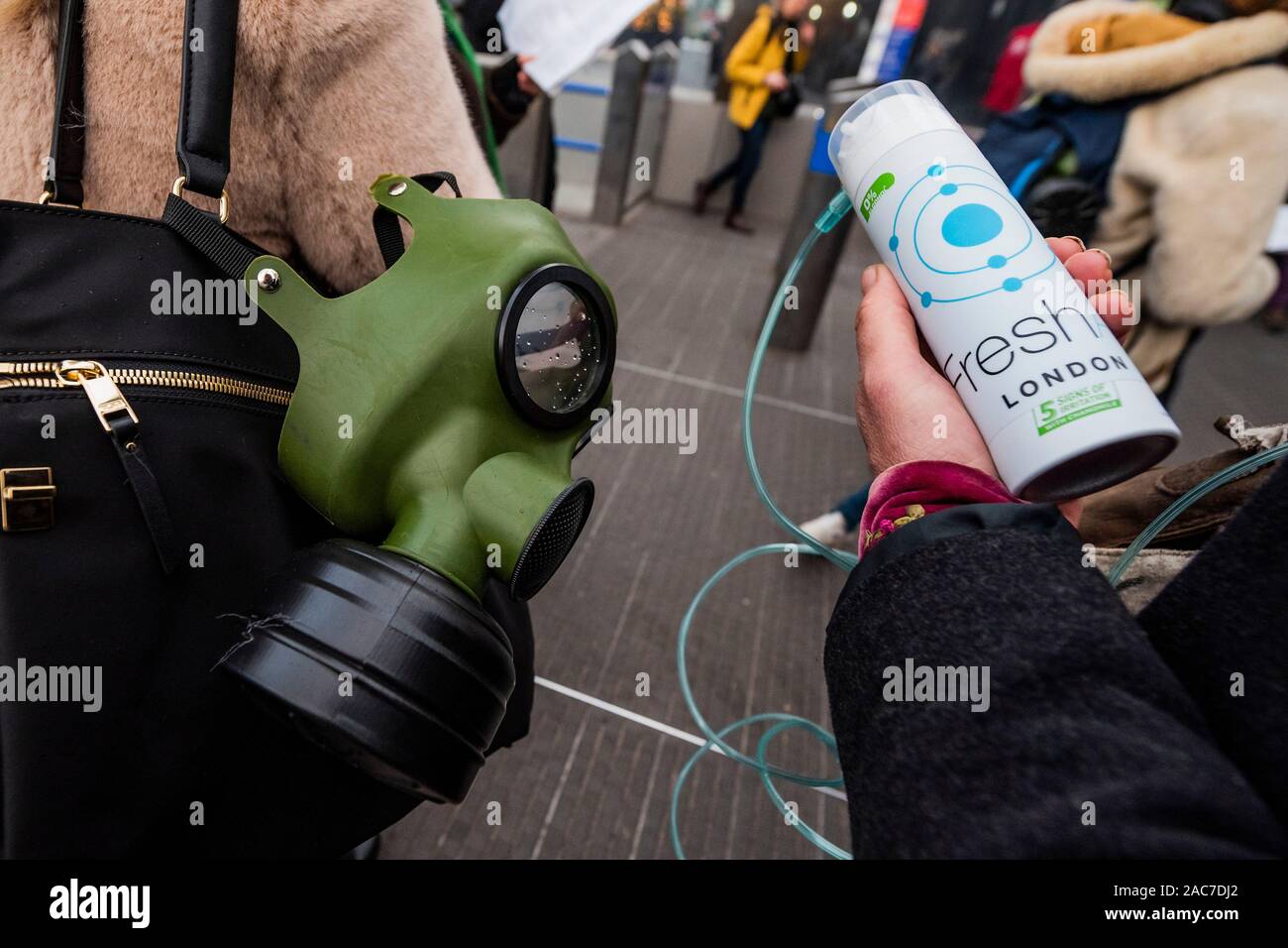 London, UK. 1st Dec 2019. Gas masks, the latest fashion accessory ...