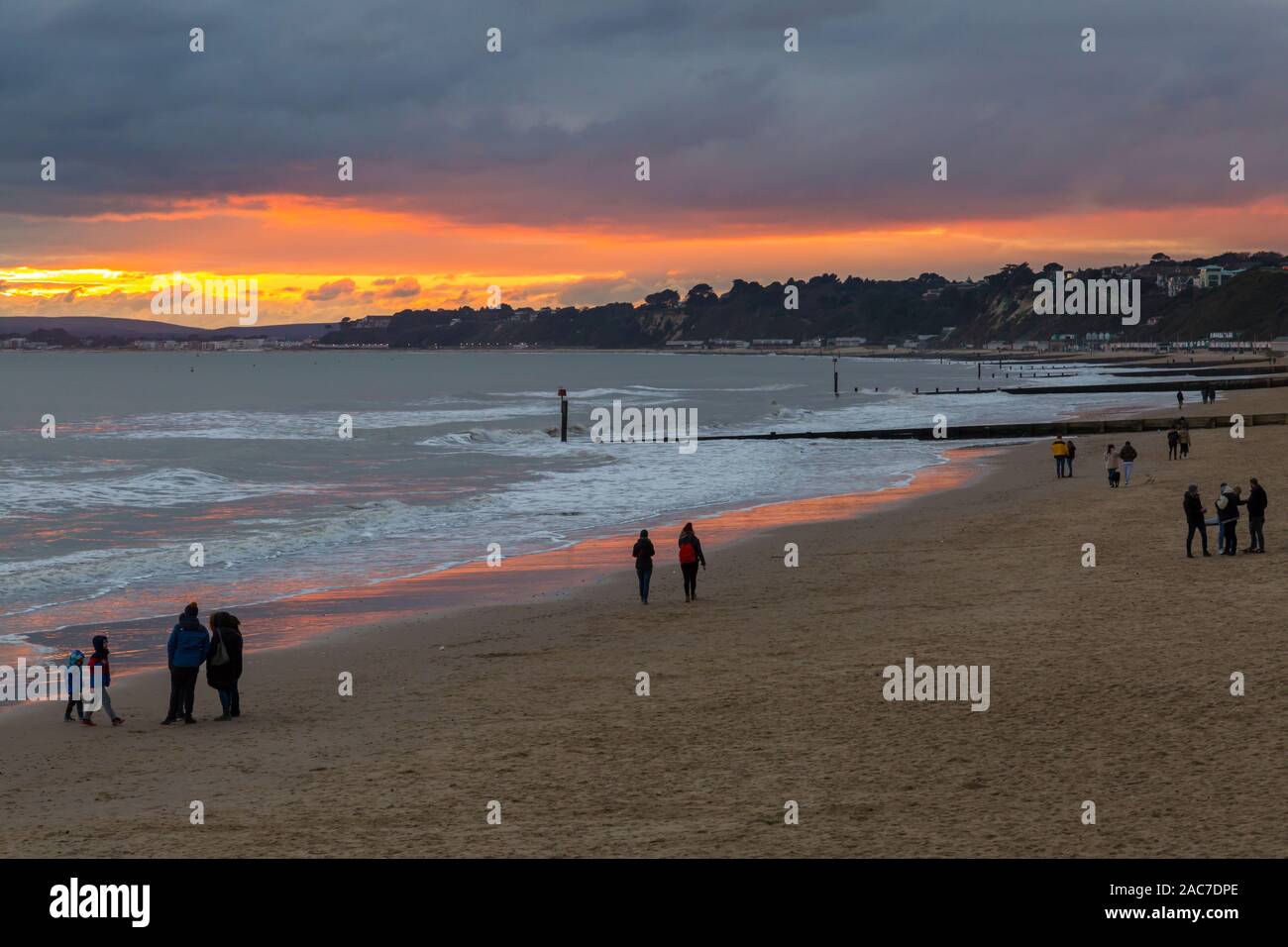 Bournemouth, Dorset UK. 1st December 2019. UK weather: stunning sunset ...