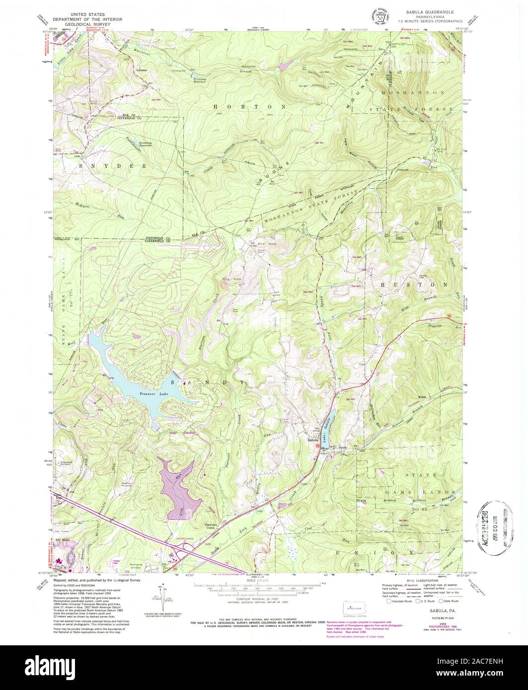 USGS TOPO Map Pennsylvania PA Sabula 223895 1959 24000 Restoration ...