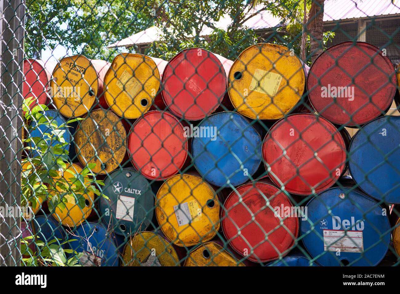 Old barrels in yard hi-res stock photography and images - Alamy