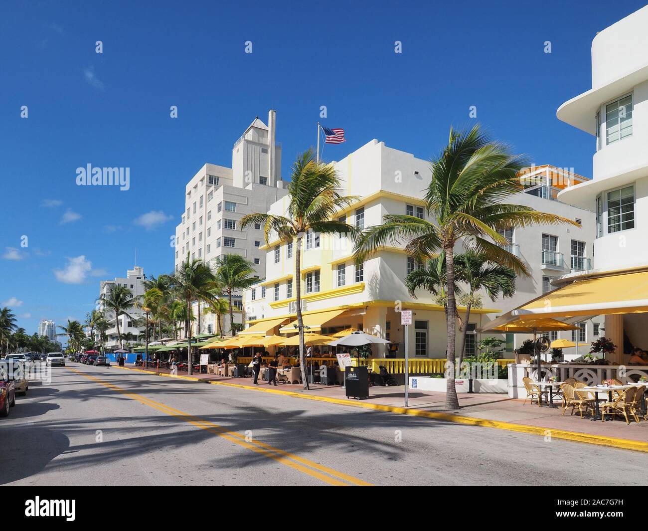 Miami Beach, Florida - August 5, 2018 - Restored Art Deco buildings on ...