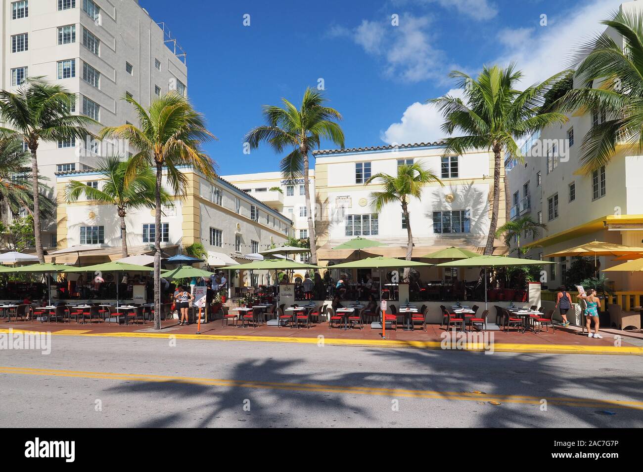 Miami Beach, Florida - August 5, 2018 - Restored Art Deco buildings on ...