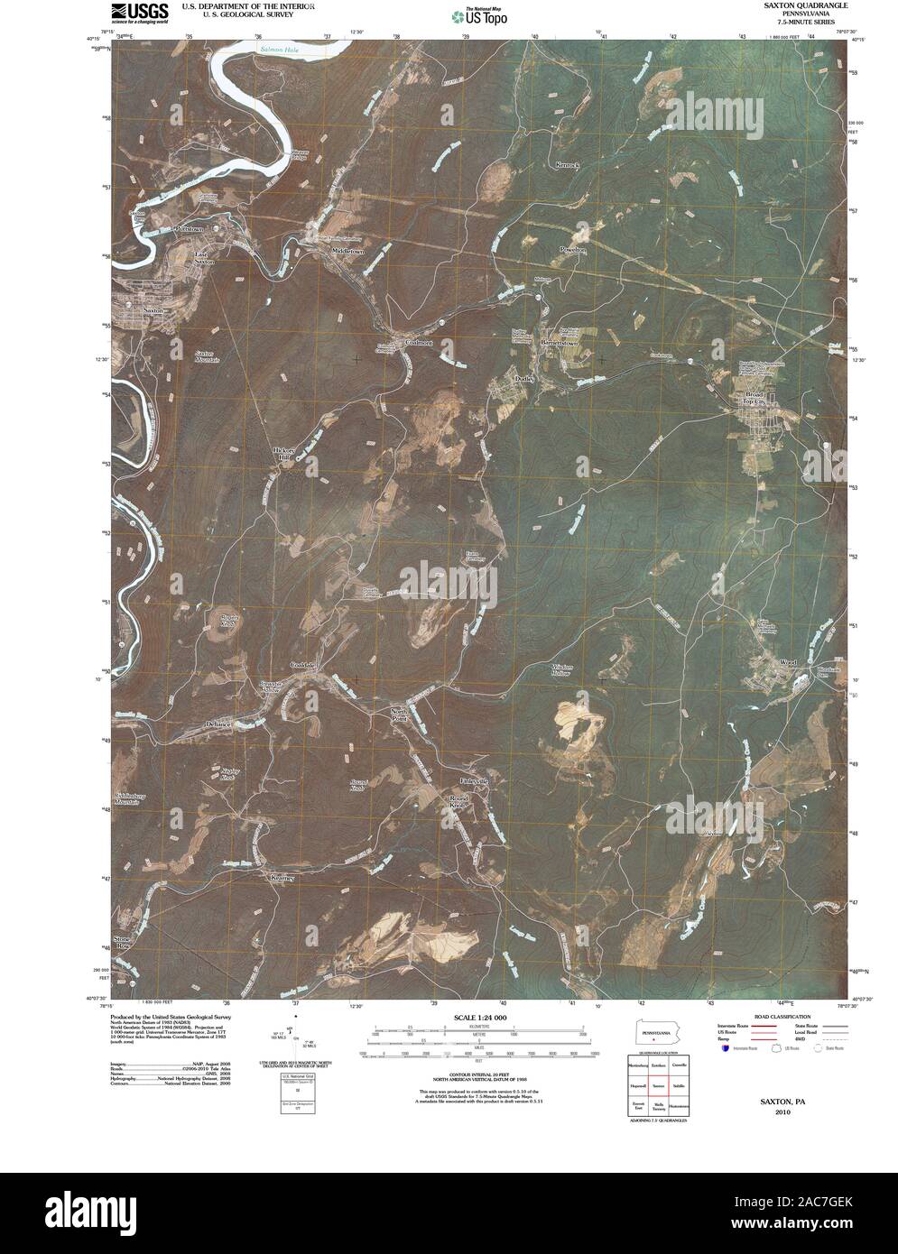 USGS TOPO Map Pennsylvania PA Saxton 20100602 TM Restoration Stock ...