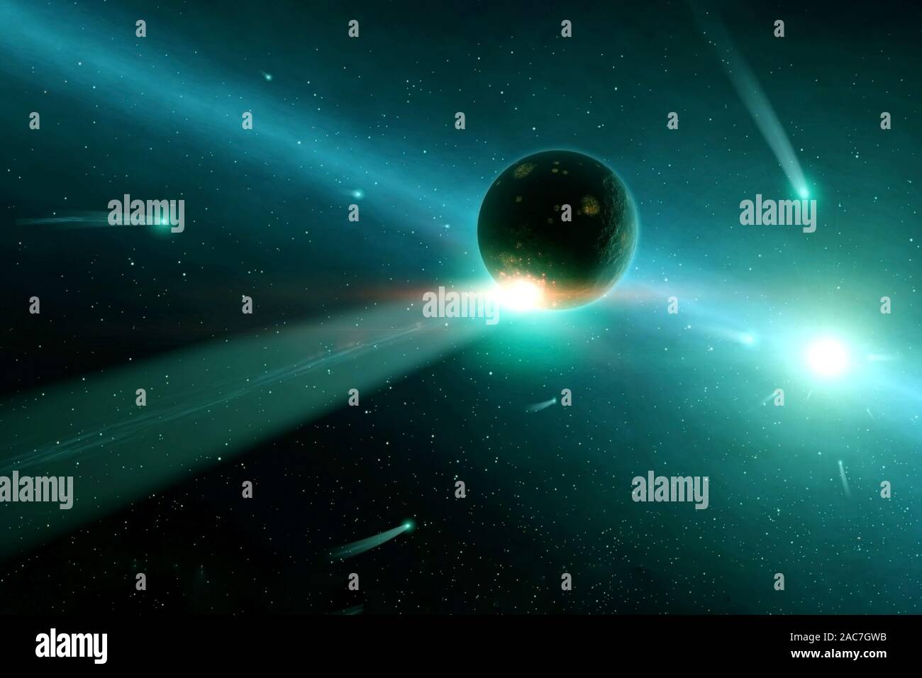 Green exoplanet in deep space. Elements of this image furnished by NASA ...