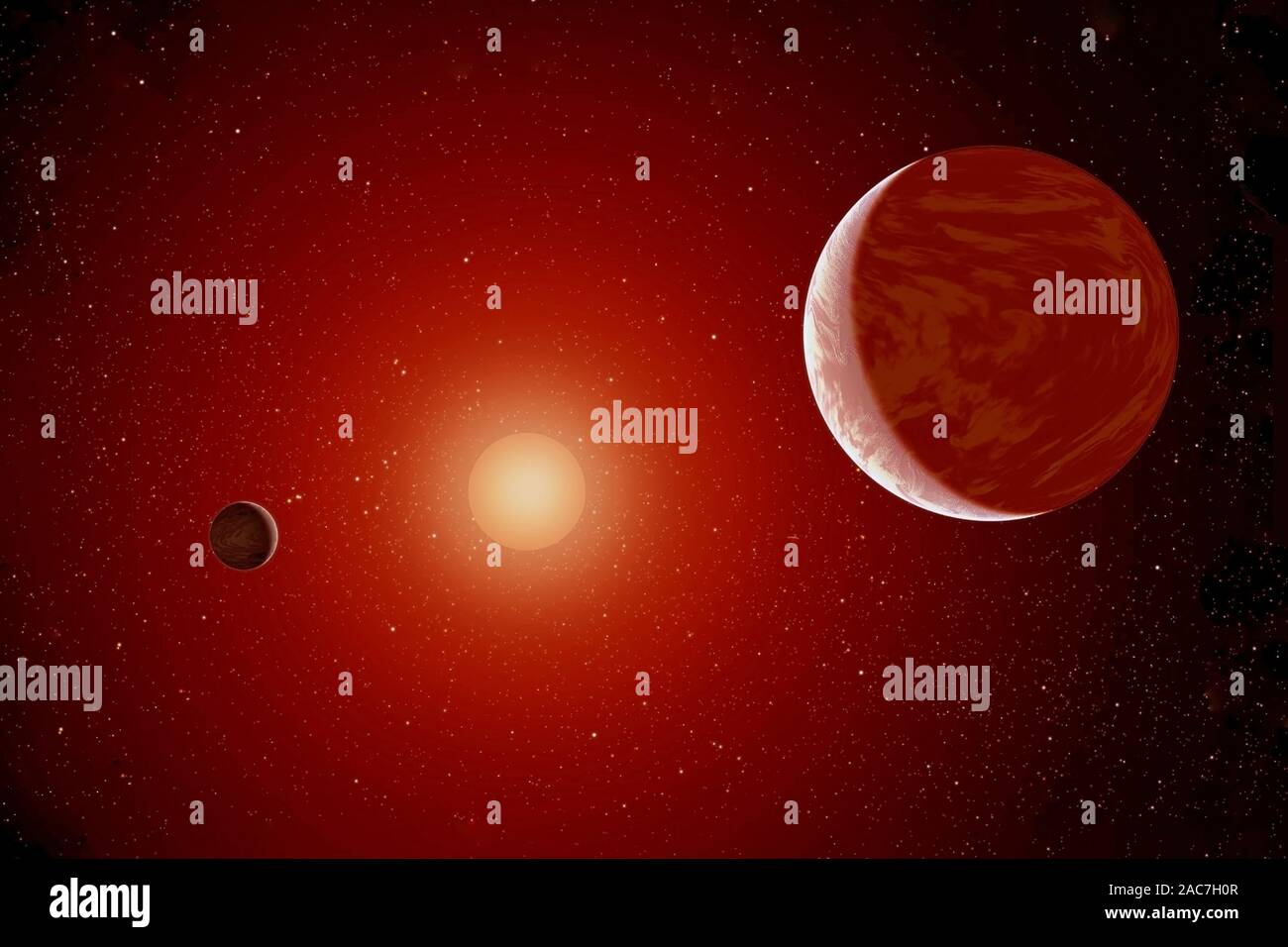 Red, hot exoplanet in deep space. Elements of this image furnished by ...