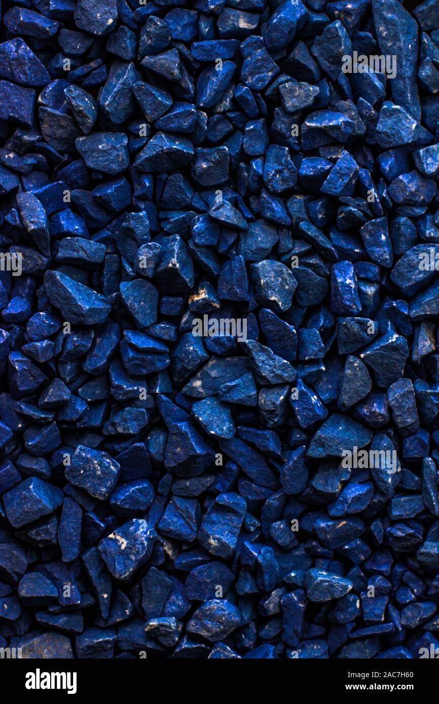 Decor, surface and nature concept - Dark blue stone pebbles as abstract ...
