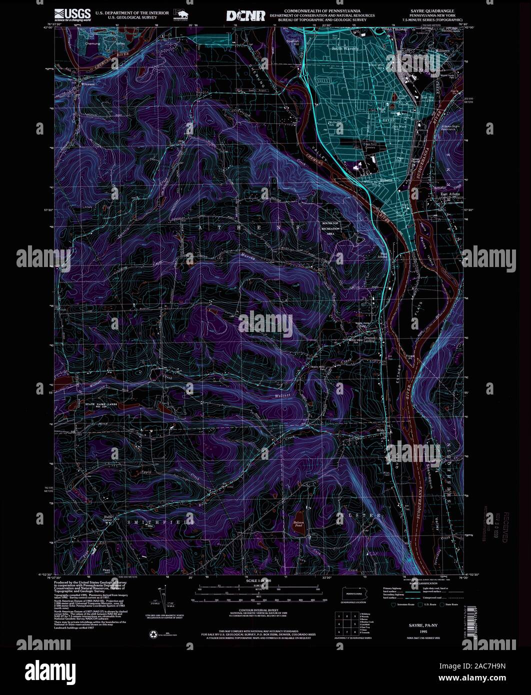 Map of sayre hi-res stock photography and images - Alamy