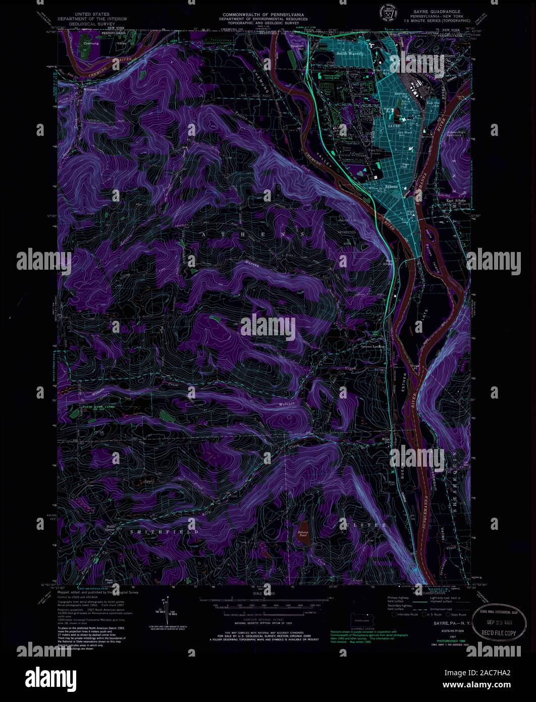 Map of sayre hi-res stock photography and images - Alamy
