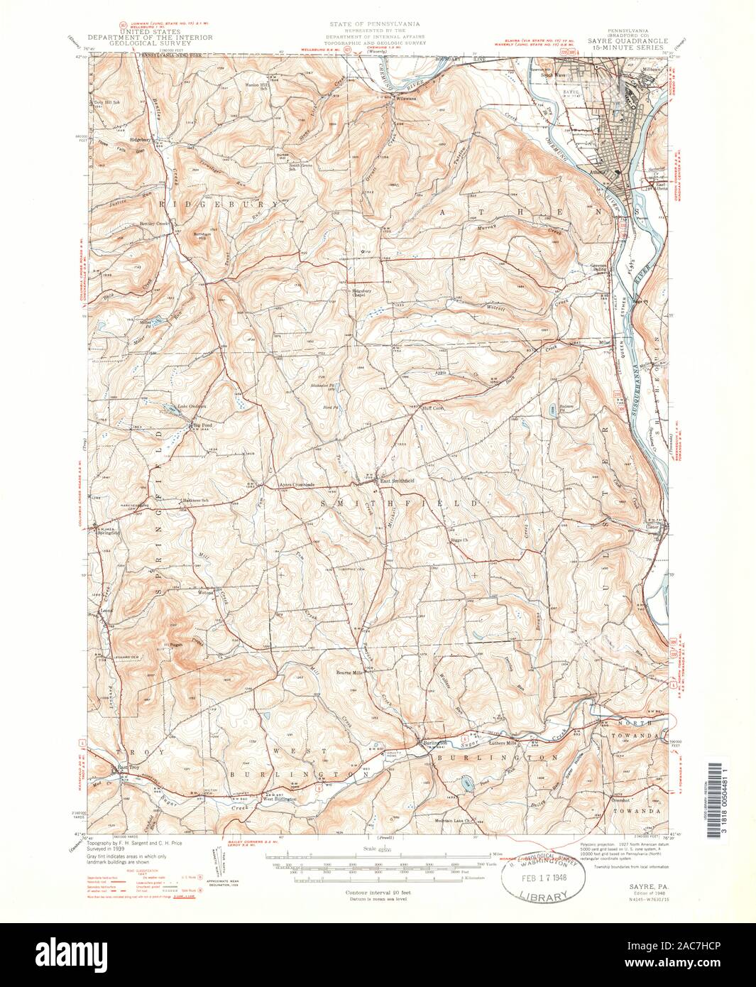 Map of sayre hi-res stock photography and images - Alamy