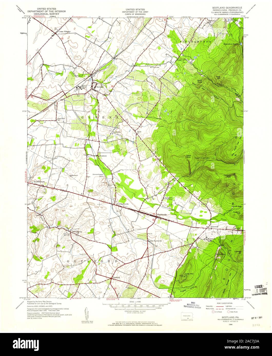 USGS TOPO Map Pennsylvania PA Scotland 221777 1944 24000 Restoration ...