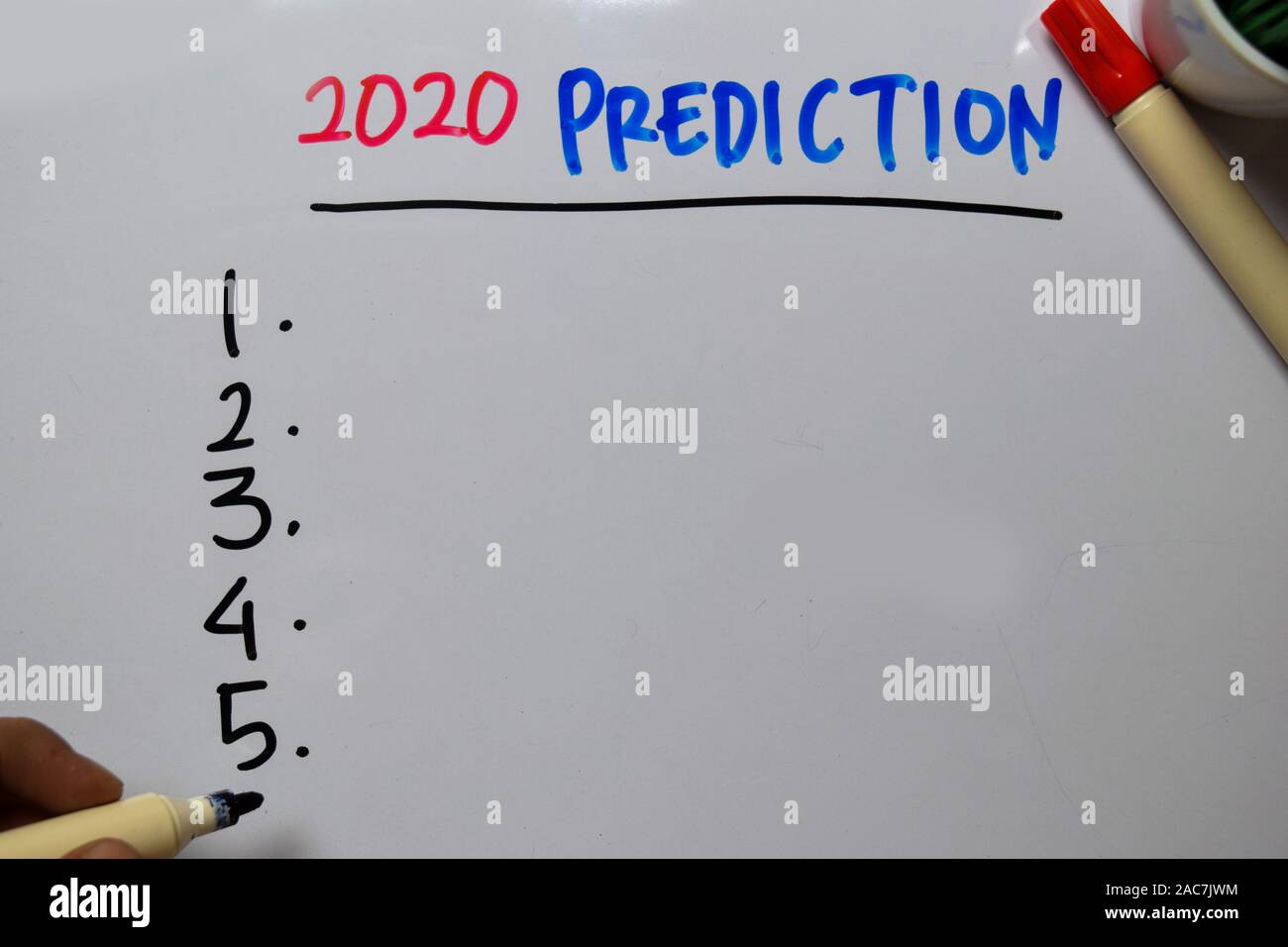 2020 Prediction with number write on white board background Stock Photo ...