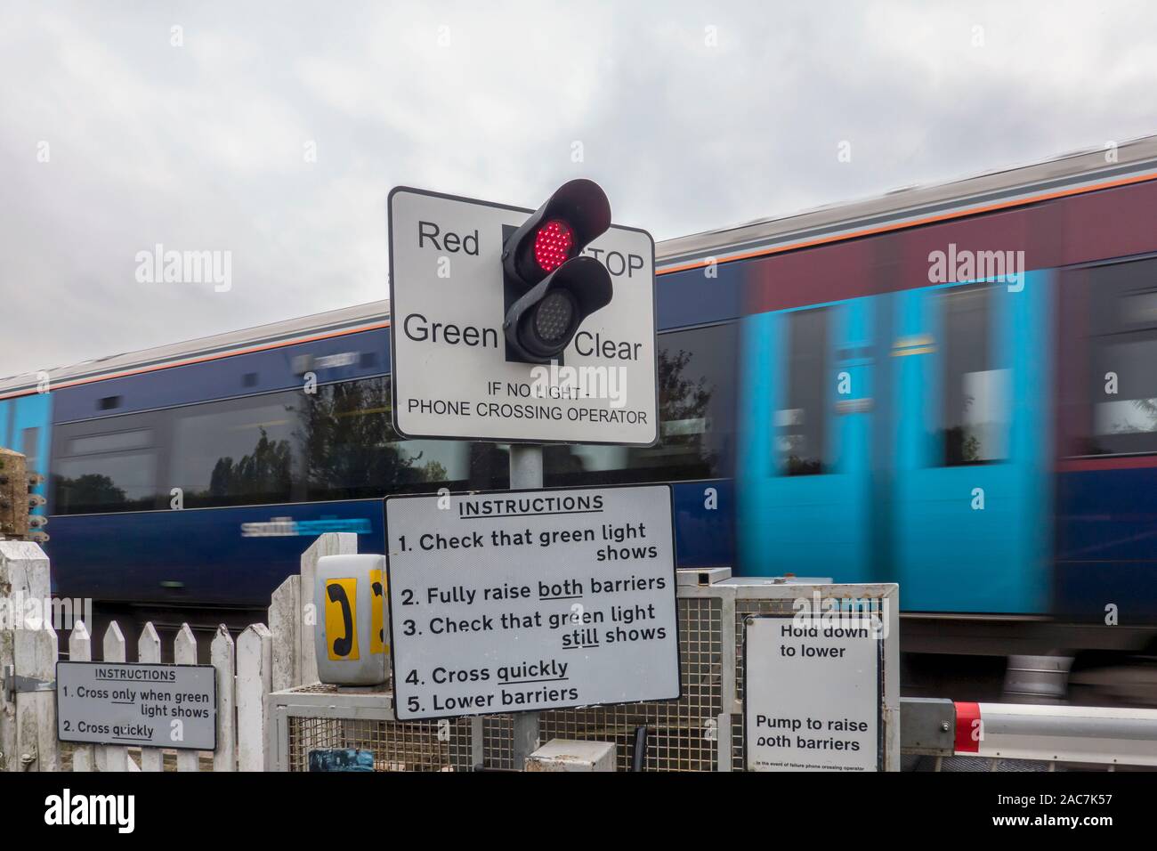 Unmanned,Rail Crossing,Barriers,Train Passing,at,Speed,Red Light,on ...
