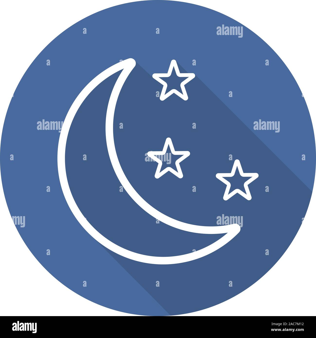 Moon and stars flat linear long shadow icon. Night. Bedtime. Vector ...
