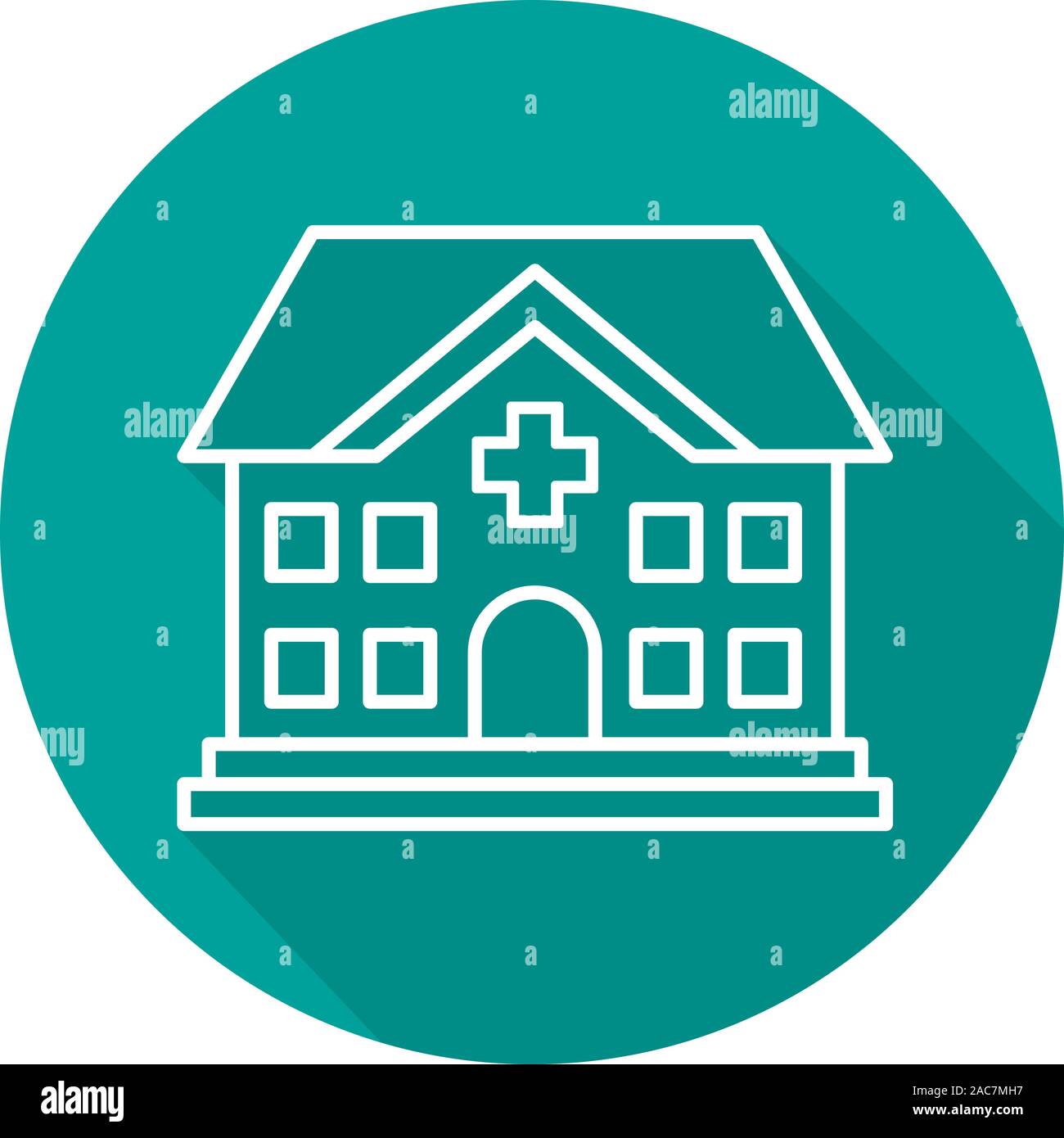 Hospital flat linear long shadow icon. Medical center. Clinic. Vector ...