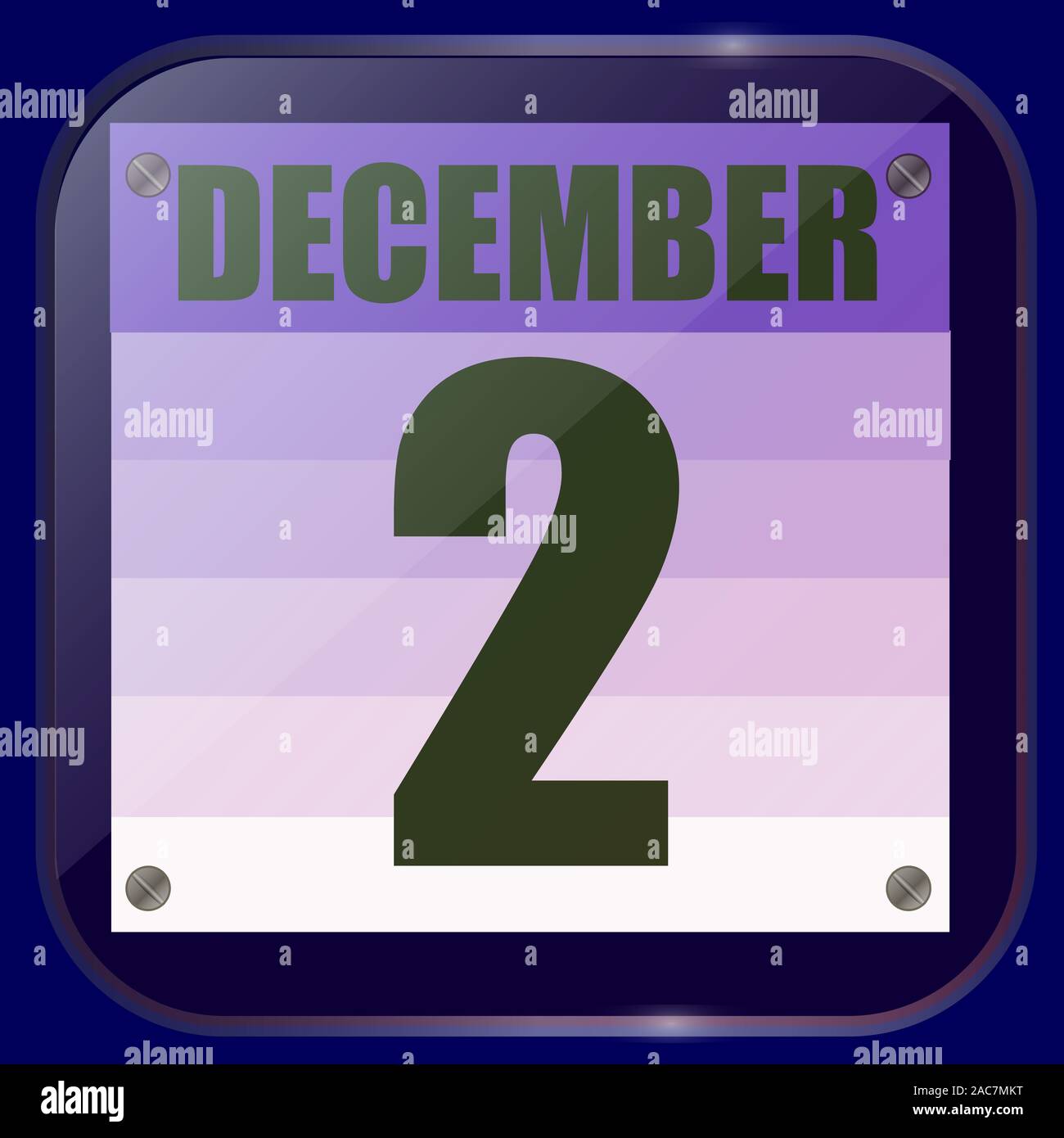December 2 icon. Calendar date for planning important day. Second of ...