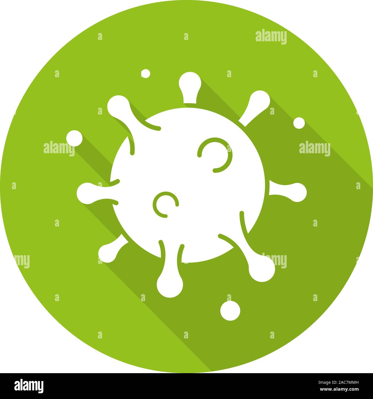 Virus cell flat design long shadow icon. Bacterium. Vector silhouette ...