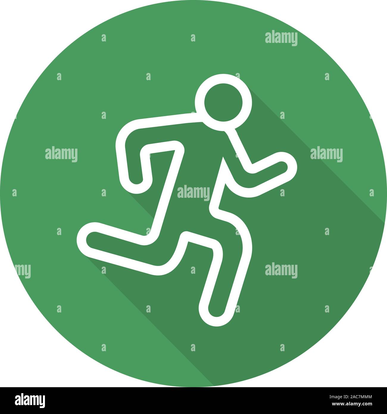 Running man flat linear long shadow icon. Runner. Vector line symbol ...