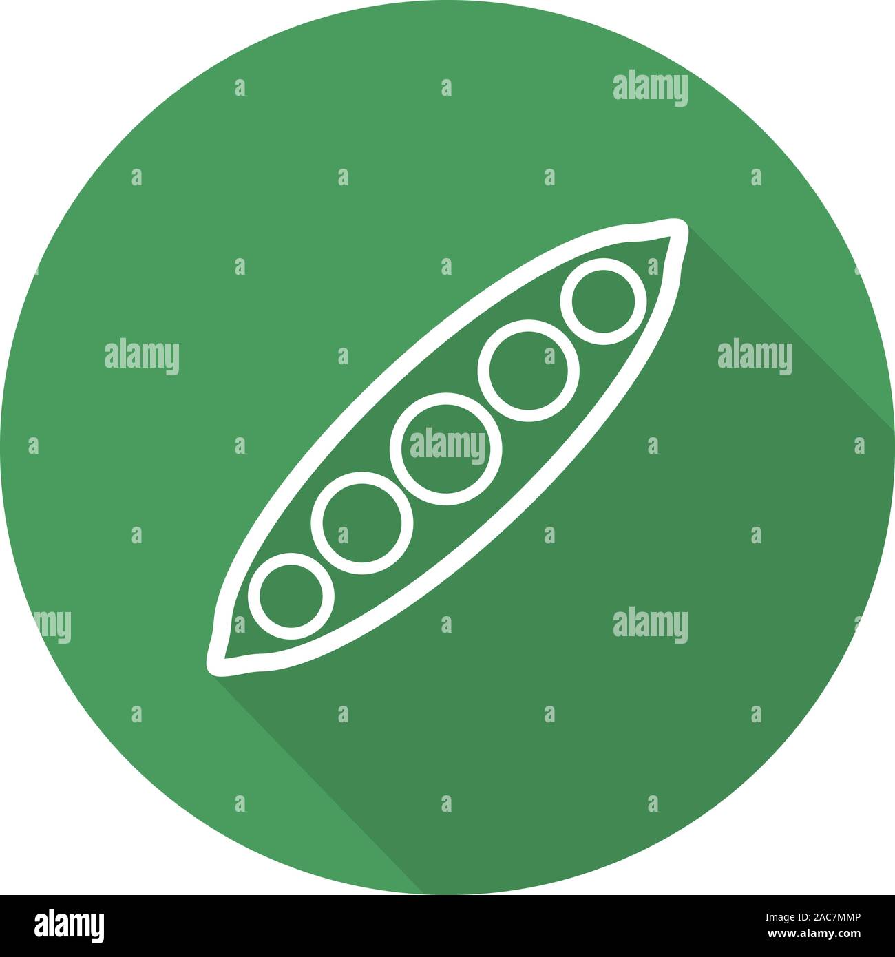 Open peapod flat linear long shadow icon. Vector line symbol Stock ...