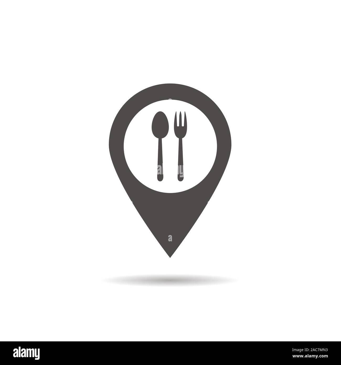 Cafe and restaurants location icon. Drop shadow map pointer silhouette ...