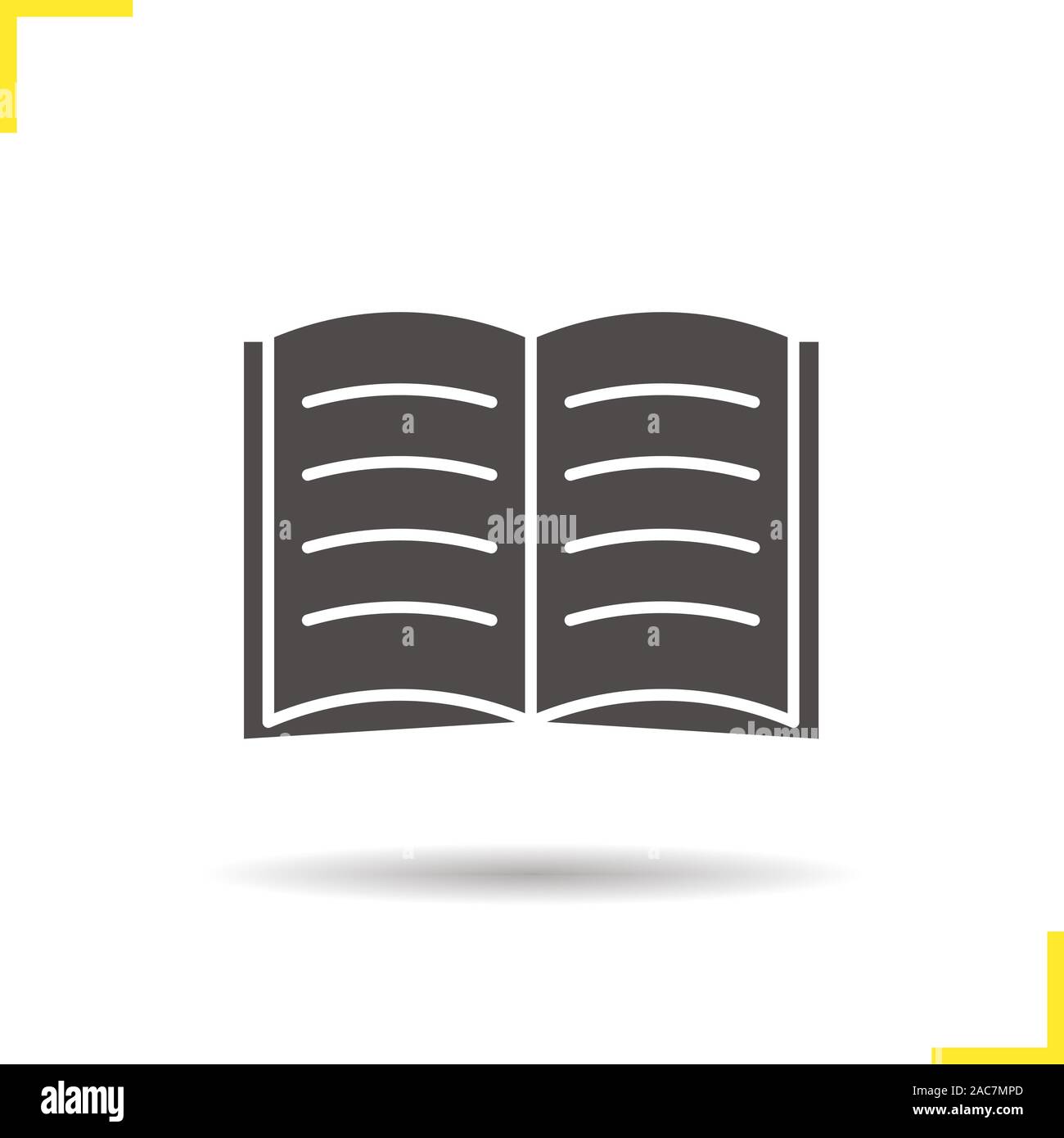 Open book icon. Drop shadow silhouette symbol. Open textbook. Reading ...