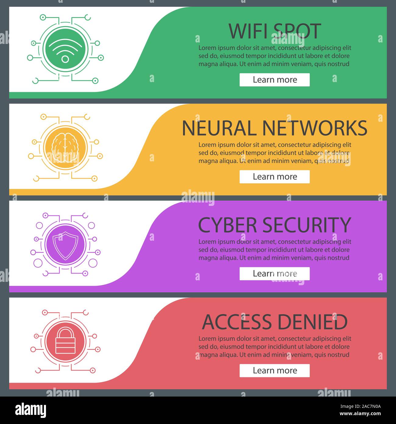 Digital banner templates set. Easy to edit. Cyber technology. Wifi ...