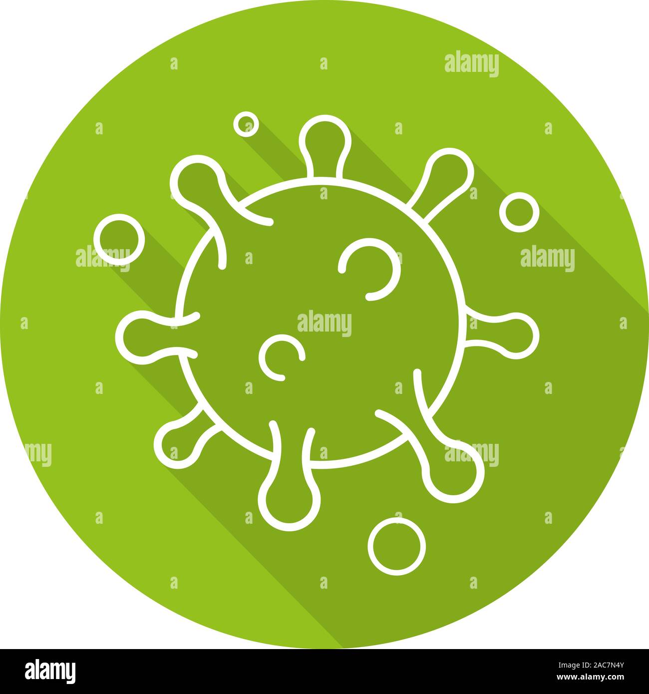 Virus flat linear long shadow icon. Bacteria, germ, bacillus. Round ...
