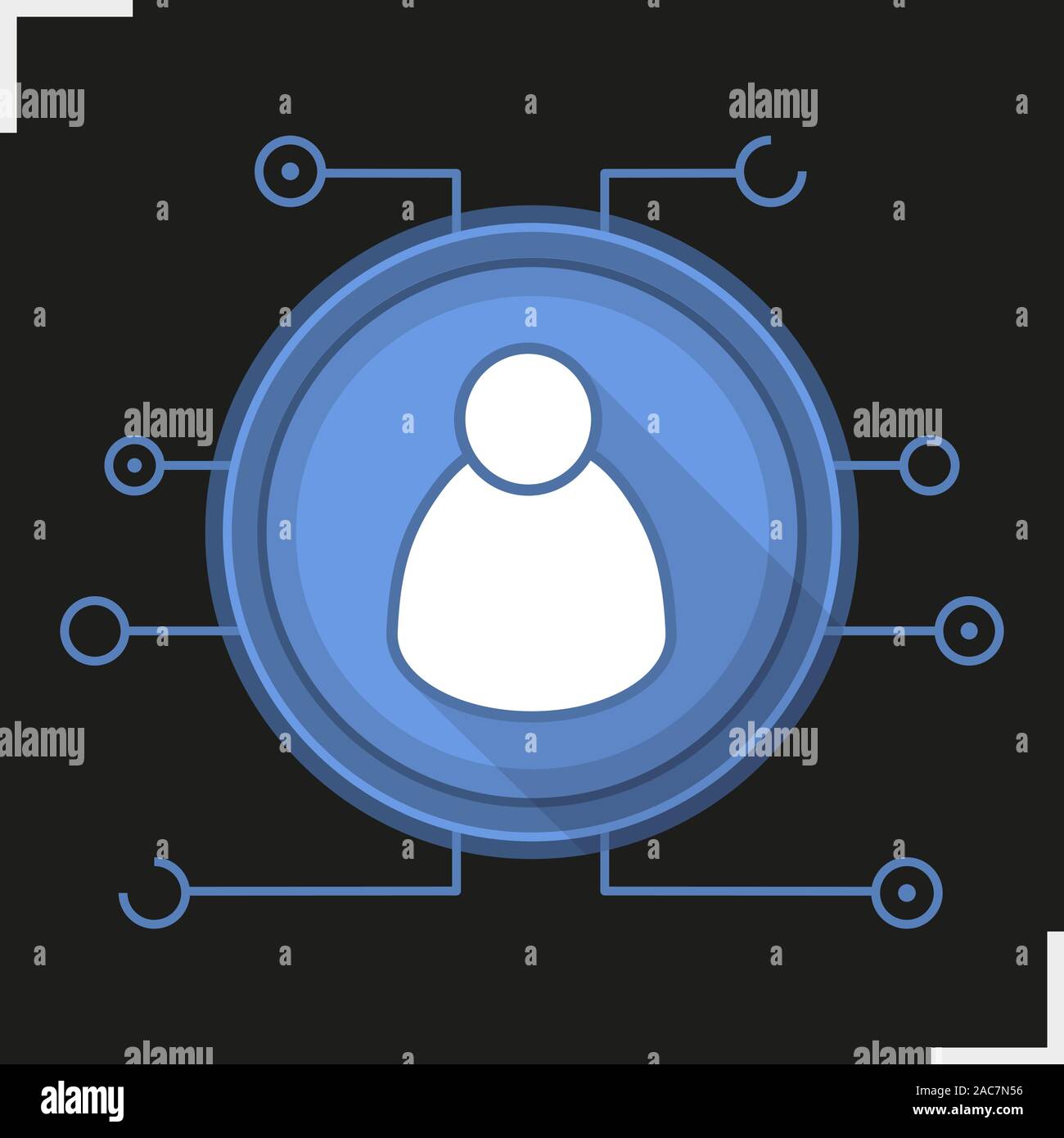 Admin user flat design long shadow icon. Cyber security. Personal data ...