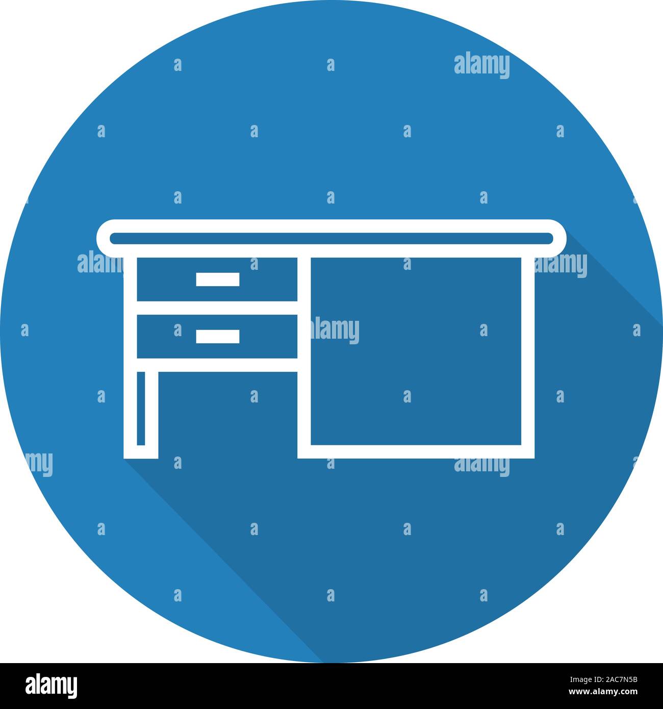 Writing desk flat linear long shadow icon. Vector line symbol Stock ...