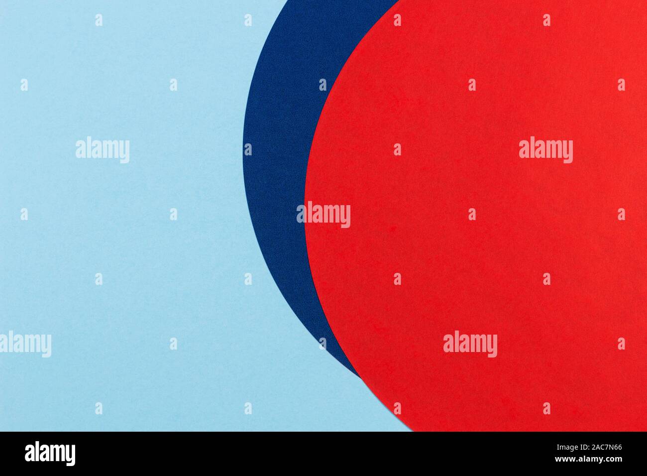 Red and navy blue round circle shape color paper geometry composition ...