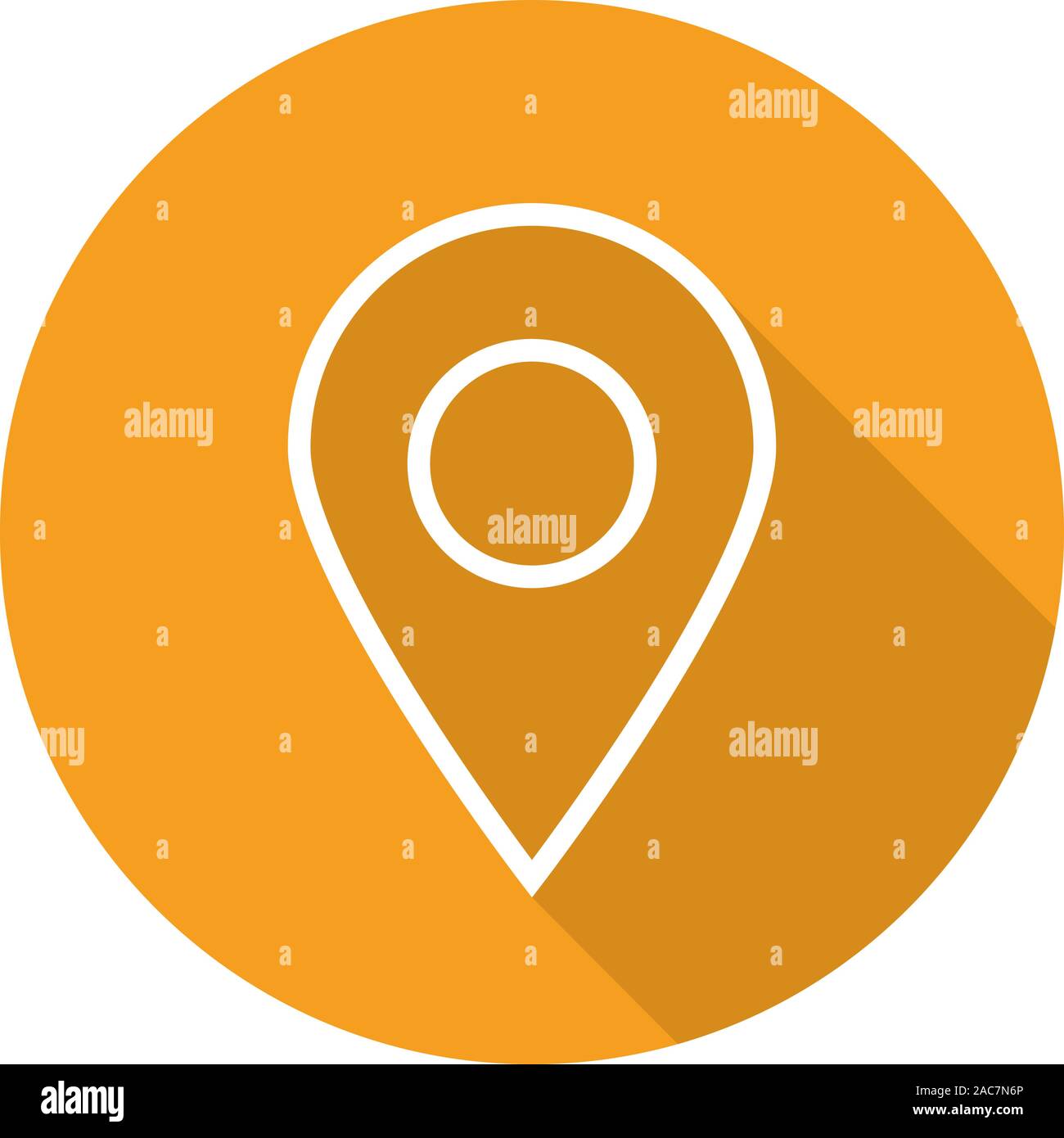 Pinpoint flat linear long shadow icon. Geo location mark. Vector line ...