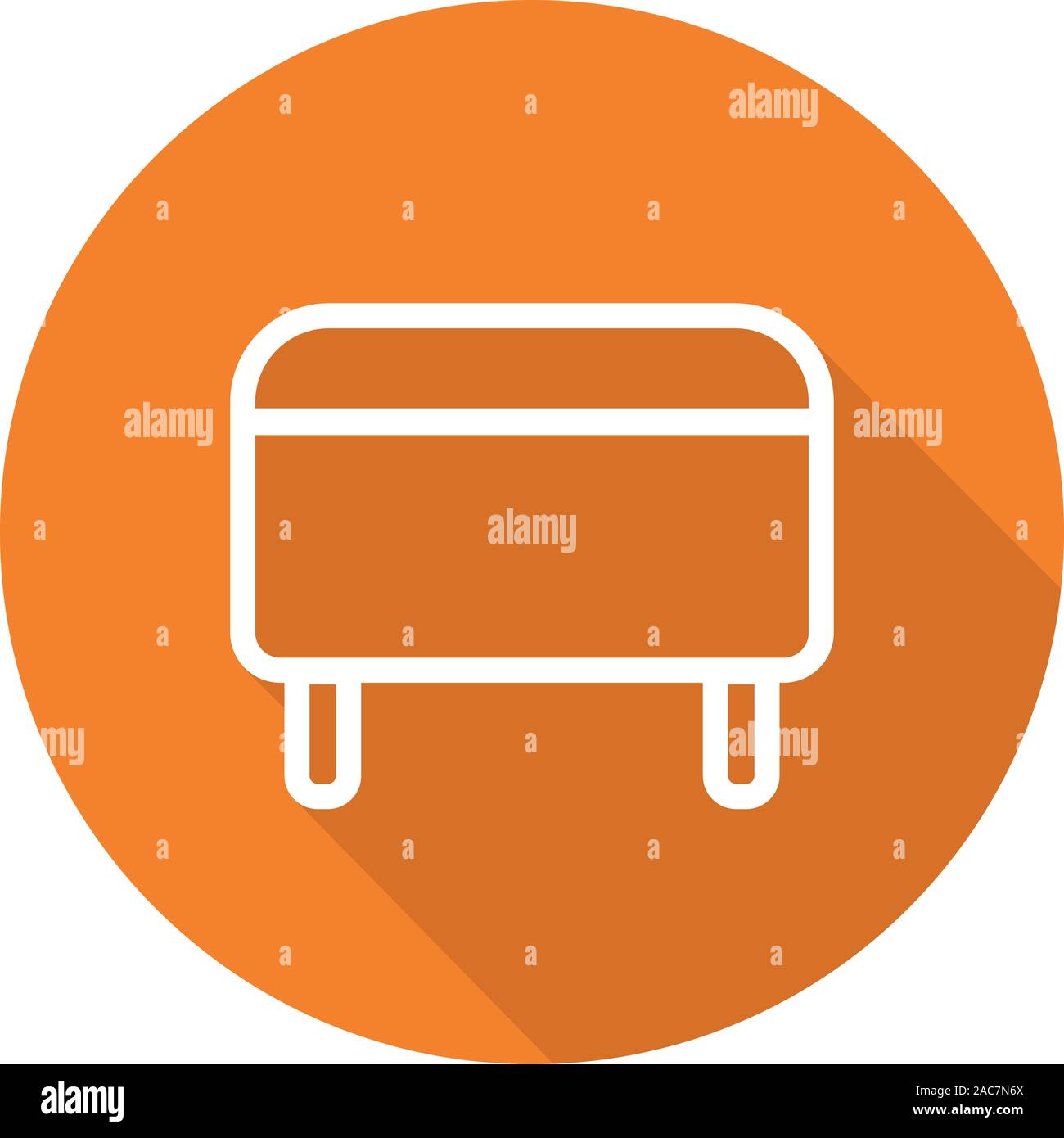 Ottoman flat linear long shadow icon. Pouf. Footstool. Vector line ...