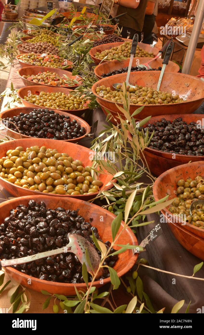 All kinds of olives for the Olive Festival in Ollioules France Stock ...