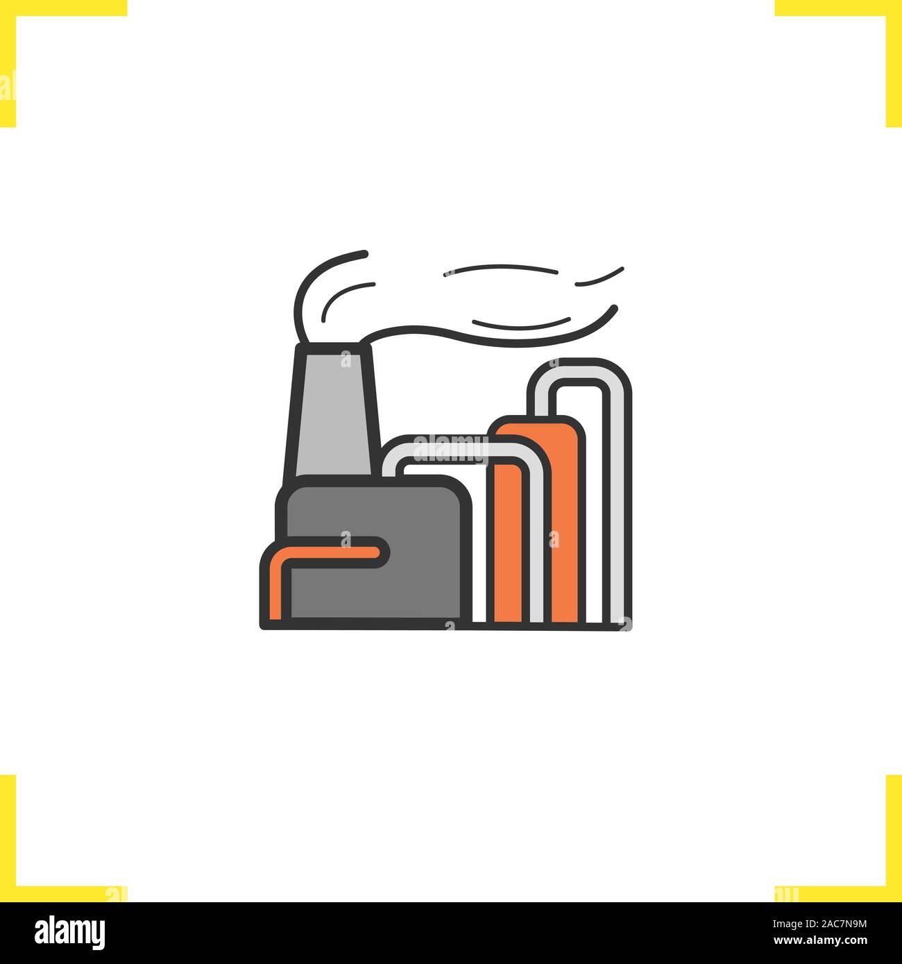 Factory color icon. Industrial complex. Manufacturing plant. Isolated ...