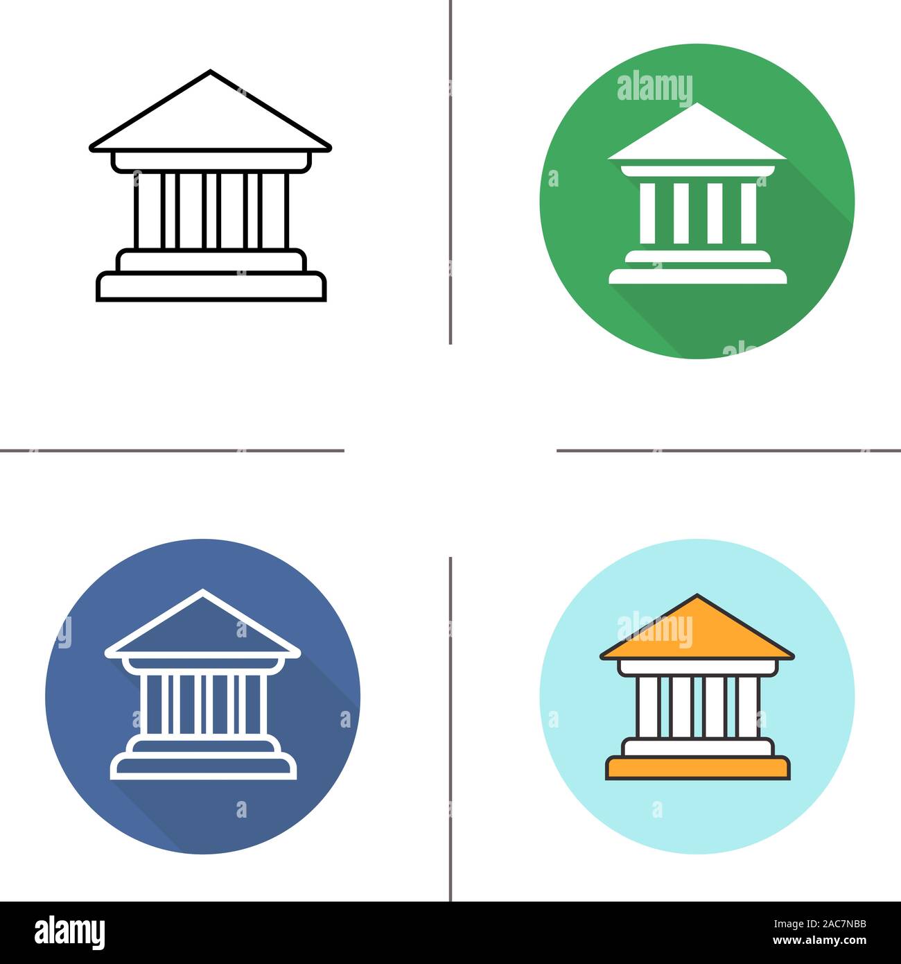 Courthouse icon. Flat design, linear and color styles. Bank building ...