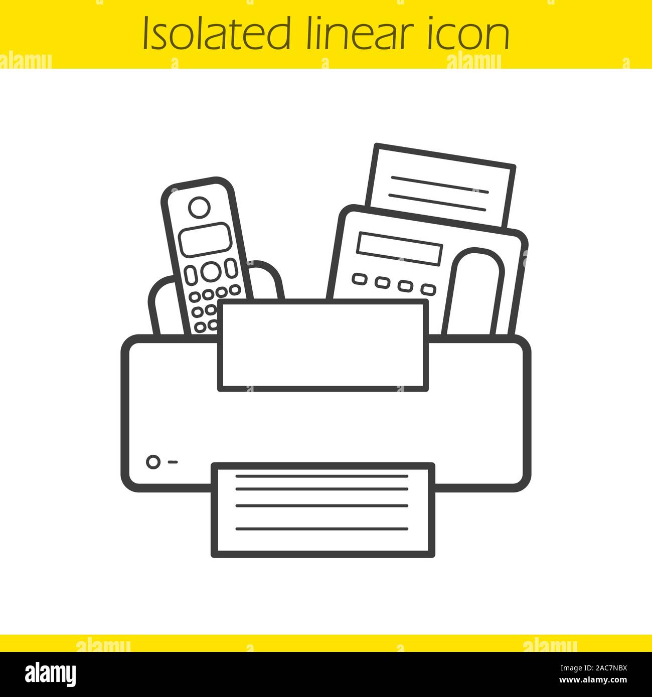 Office electronics linear icon. Thin line illustration. Fax, telephone ...