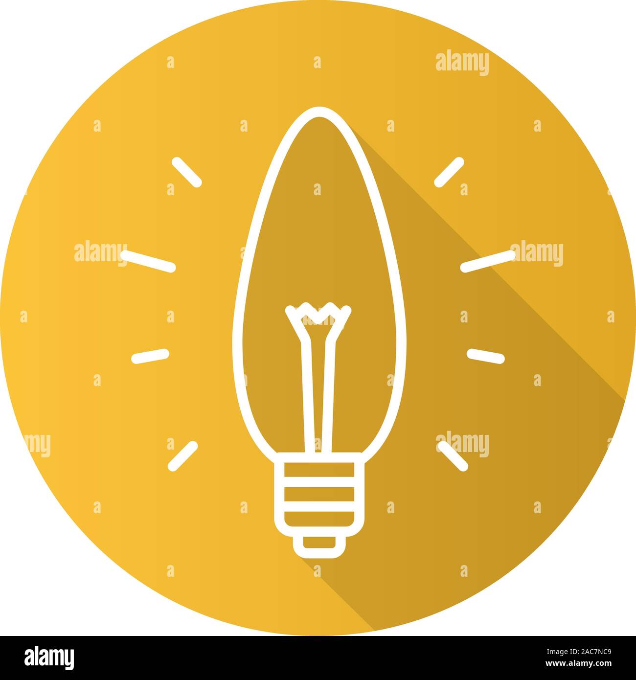 Energy saving lightbulb. Flat linear long shadow icon. Economy lamp ...