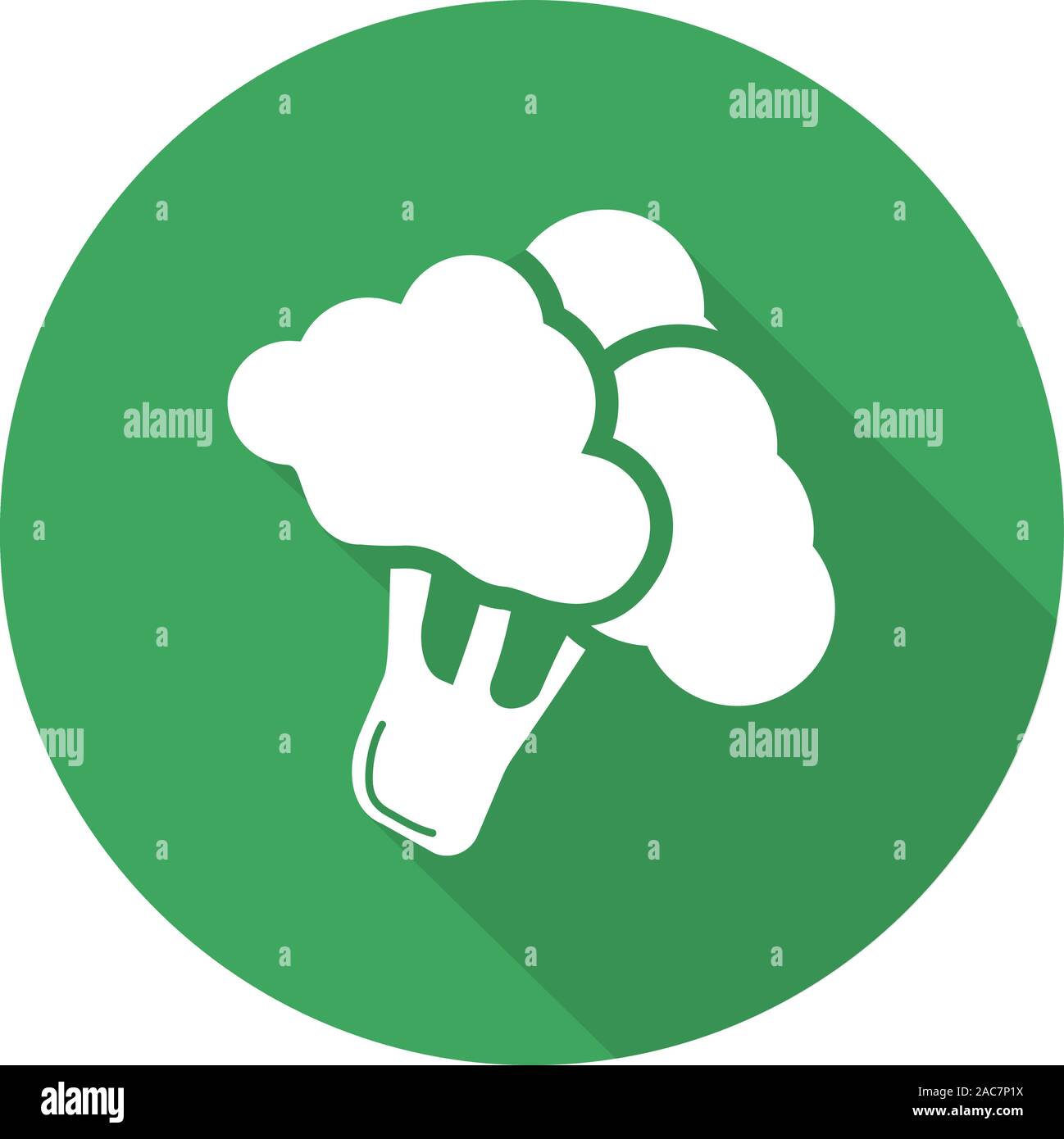 Broccoli flat design long shadow icon. Vector silhouette symbol Stock ...