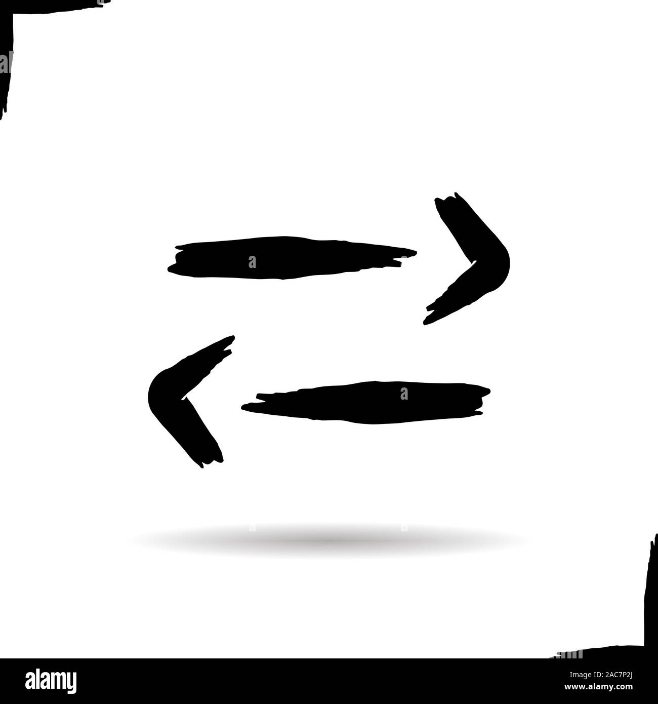 Left and right arrows icon. Drop shadow brush stroke direction symbol ...