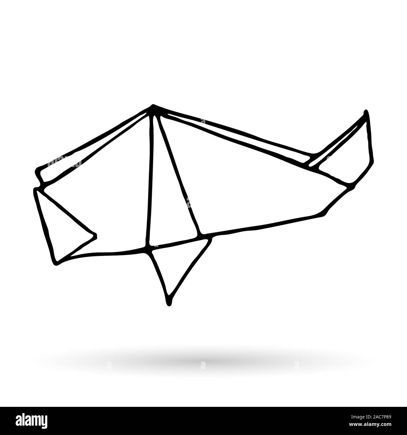 Origami doodle simple icon. Hand drawn origami animal. Geometric logo ...